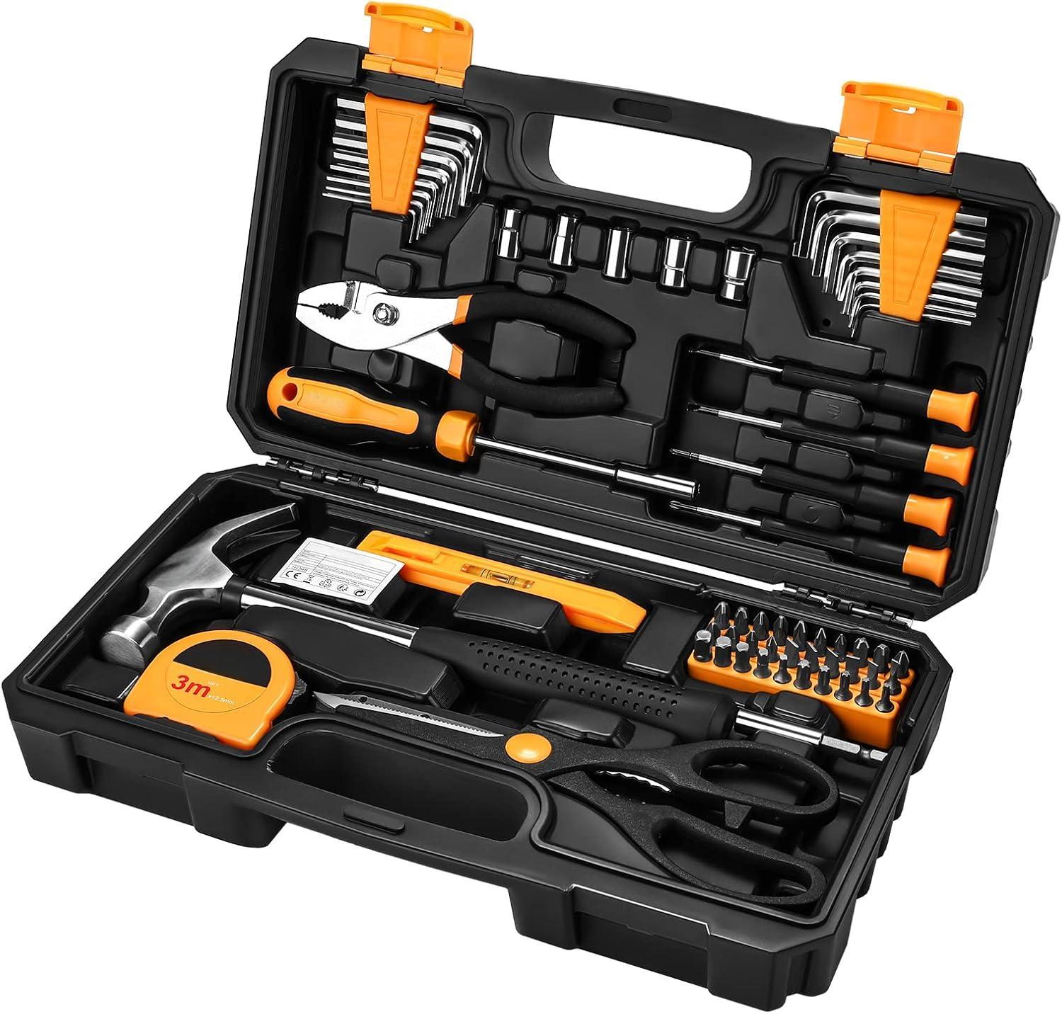 GTYPRO Tool Kit Set Box 62 Piece Home Repair DIY Tools Basic Hand ...
